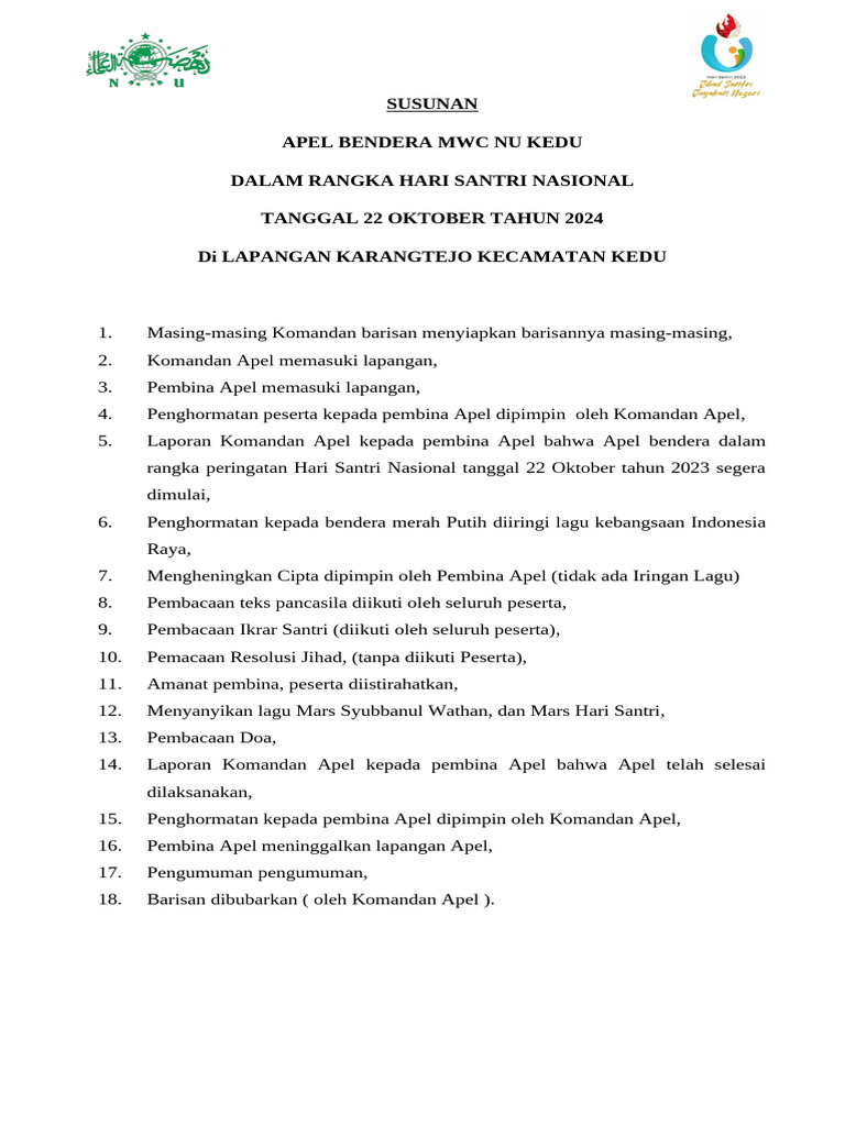 Protokol Upacara HSN 24 | PDF