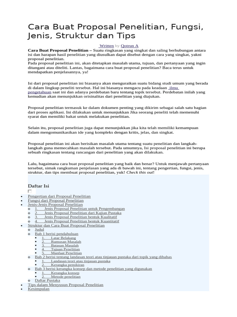 cara membuat proposal penelitian | PDF