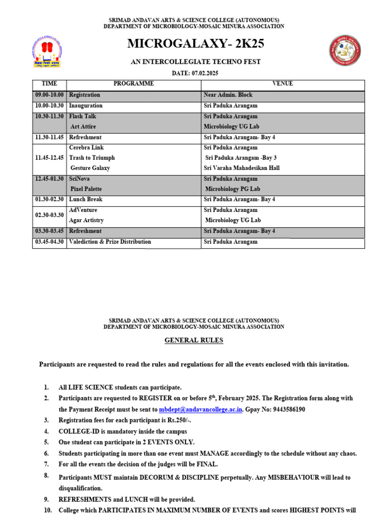 Microgalaxy 2K25 - Venue & Rules | PDF