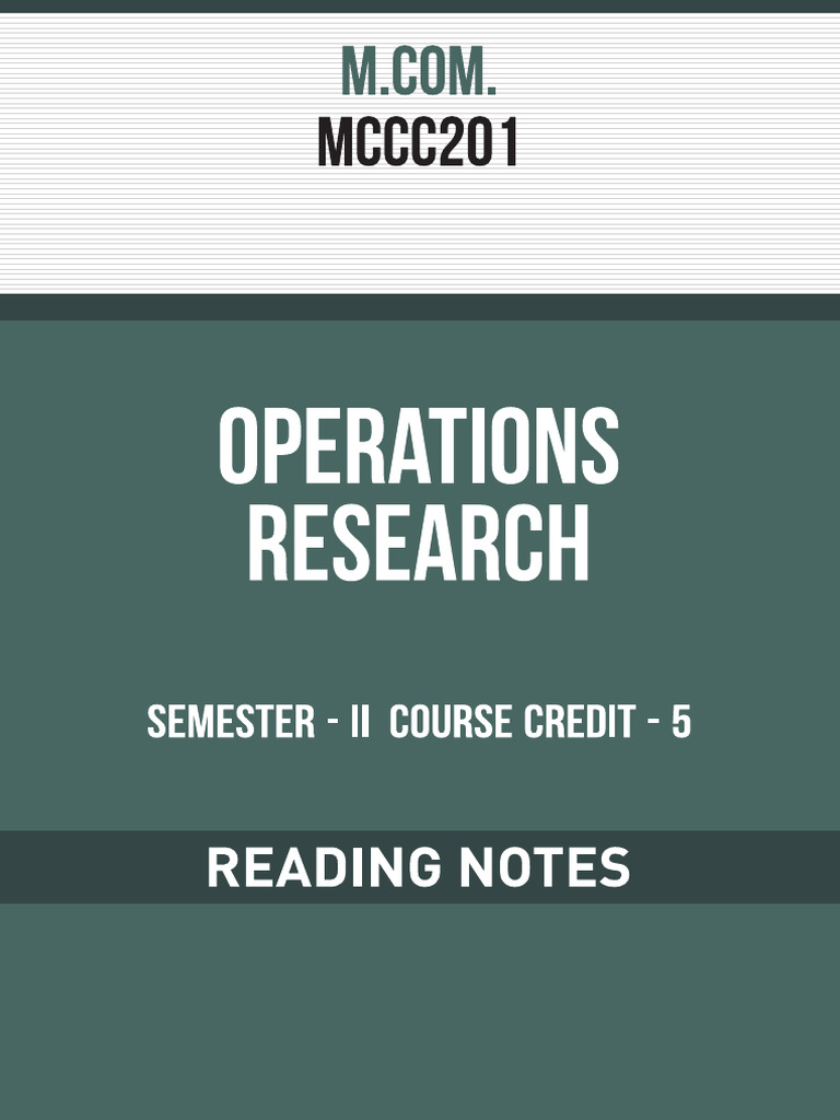Operations Research_SM 1-5 | PDF