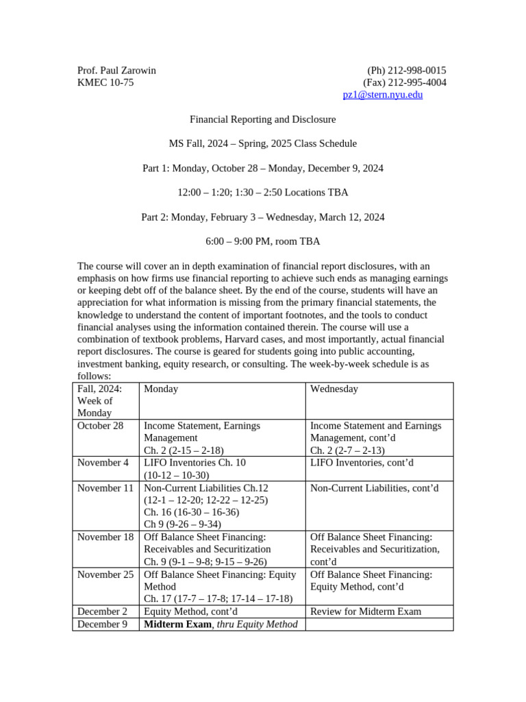 MS Fall 24 - Spring 25 Syllabus | PDF | Turnitin | Balance Sheet