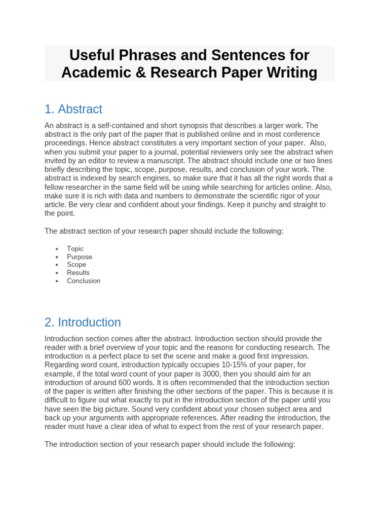 Useful Phrases and Sentences for Academic Writing | PDF | Statistics ...