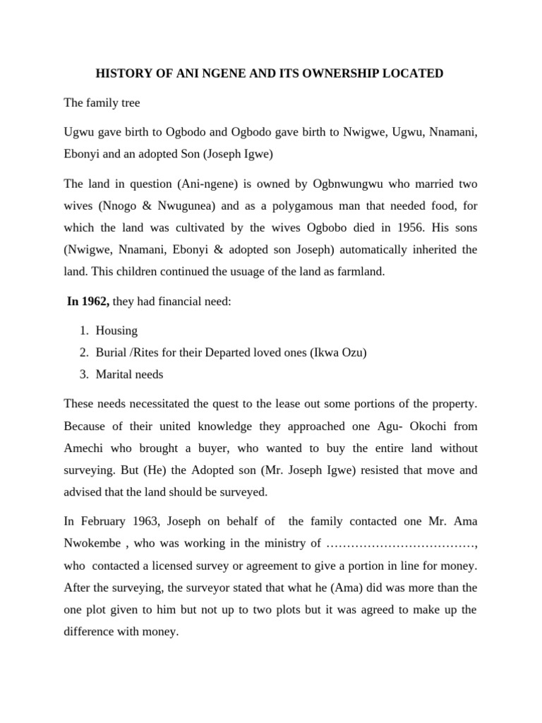 History of Ani Ngene and Its Ownership Located | PDF