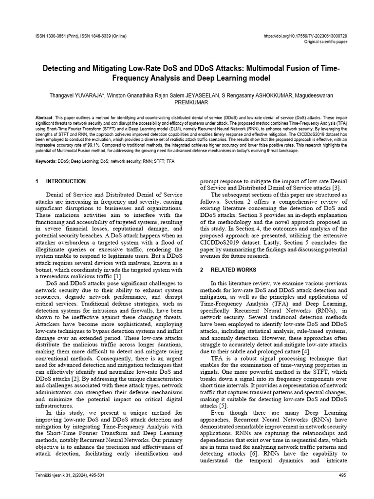 Detecting and Mitigating LowRate DoS and DDoS Attacks Multimodal Fusion of TimeFrequency ...