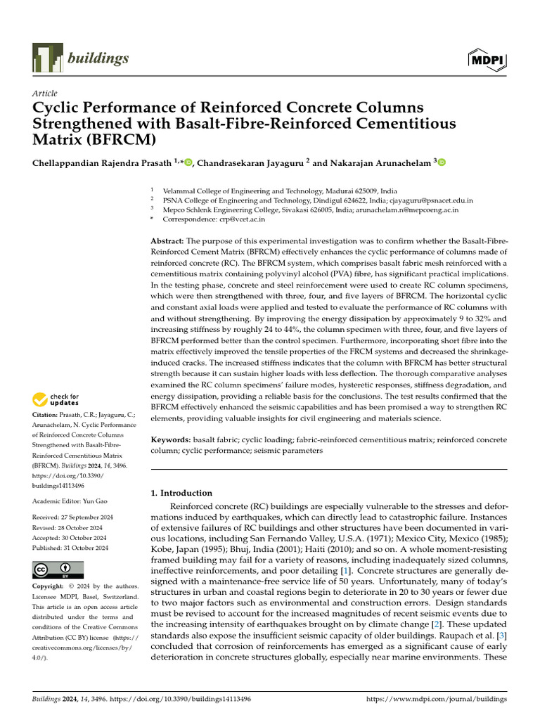 Cyclic Performance of Reinforced Concrete Columns Strengthened With ...