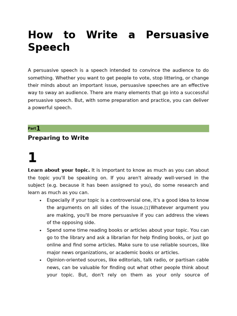How To Write A Persuasive Speech | PDF | Cognition
