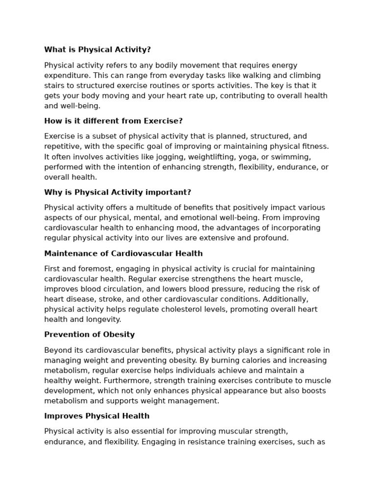 Physical Activity and Exercise | PDF | Sleep | Physical Fitness