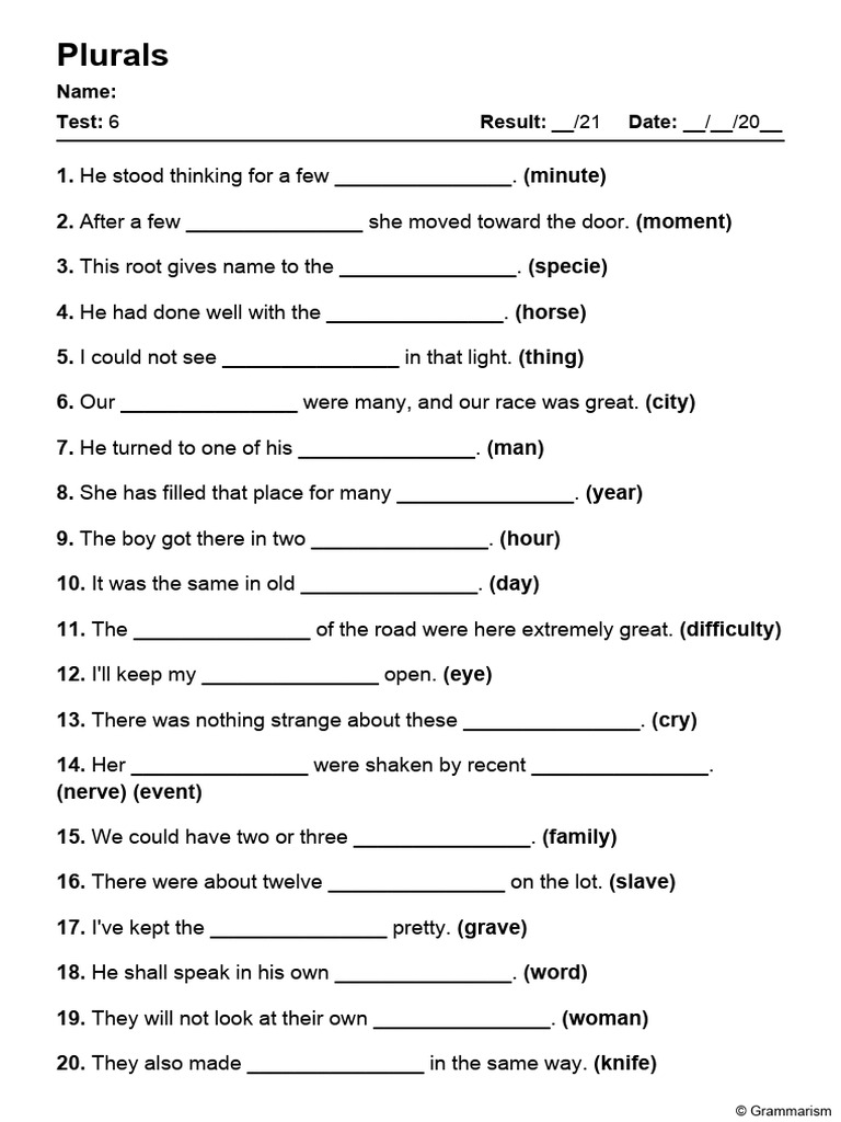 Plural Noun Practice Exercises | PDF