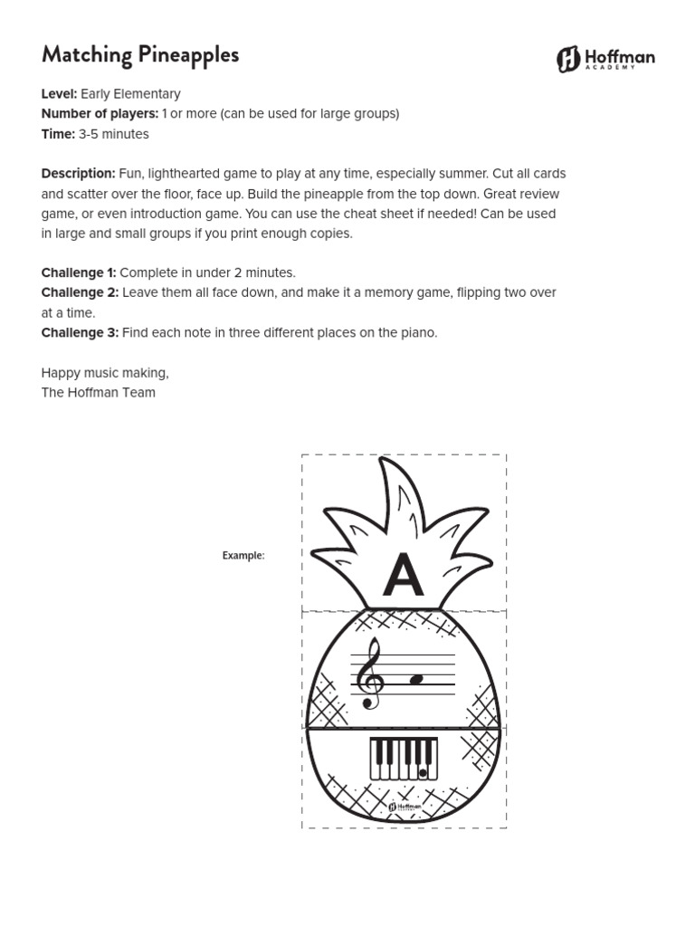 Pineapple Matching Game Color | PDF