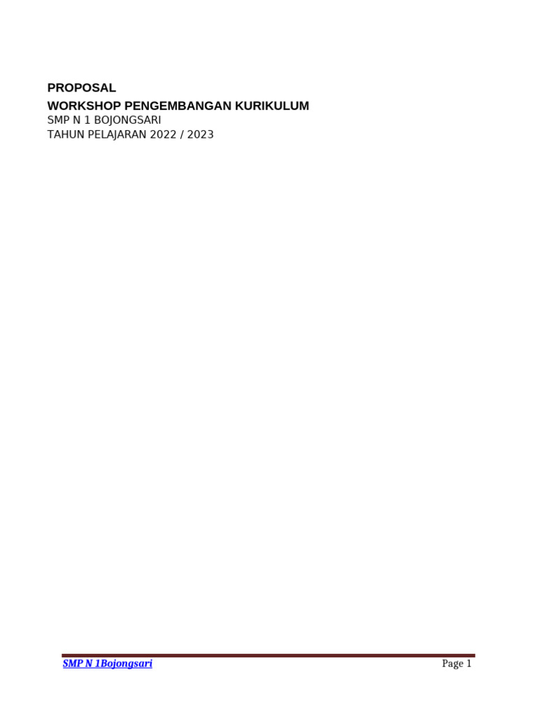 Proposal Workshop Pengembangan Kurikulum Oktober 2023 | PDF