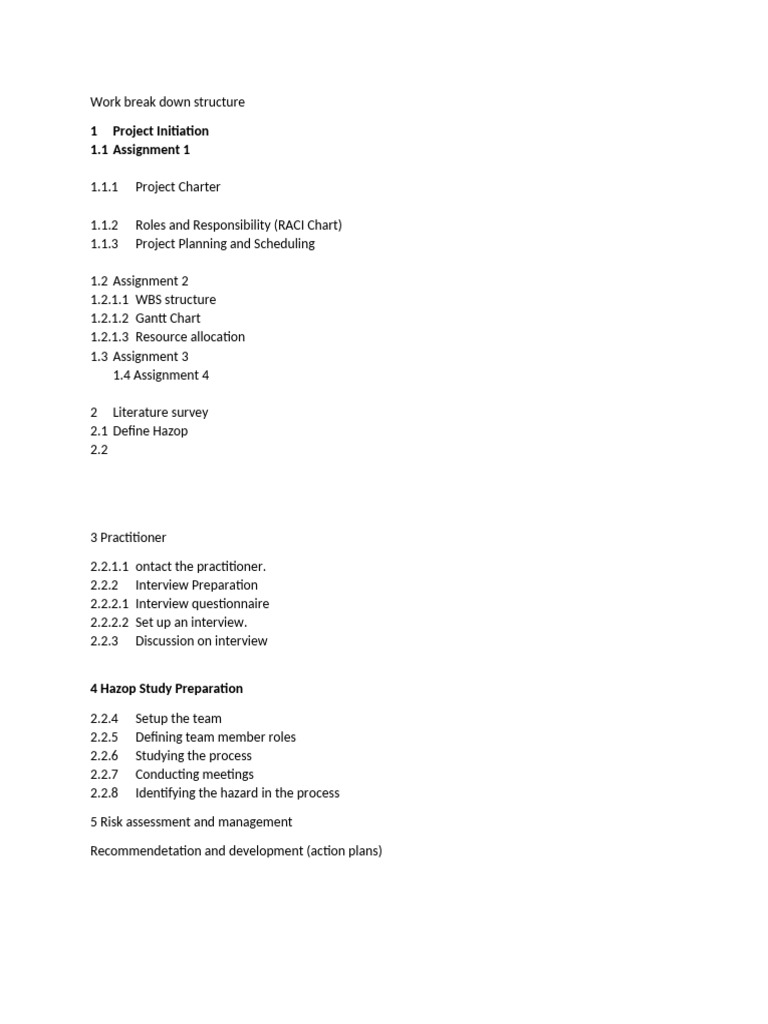 Work Break Down Structure | PDF