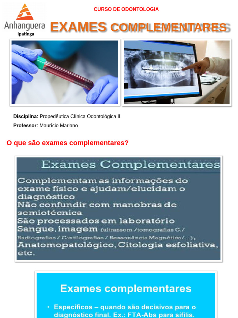 Exames Complementares em Odontologia | PDF