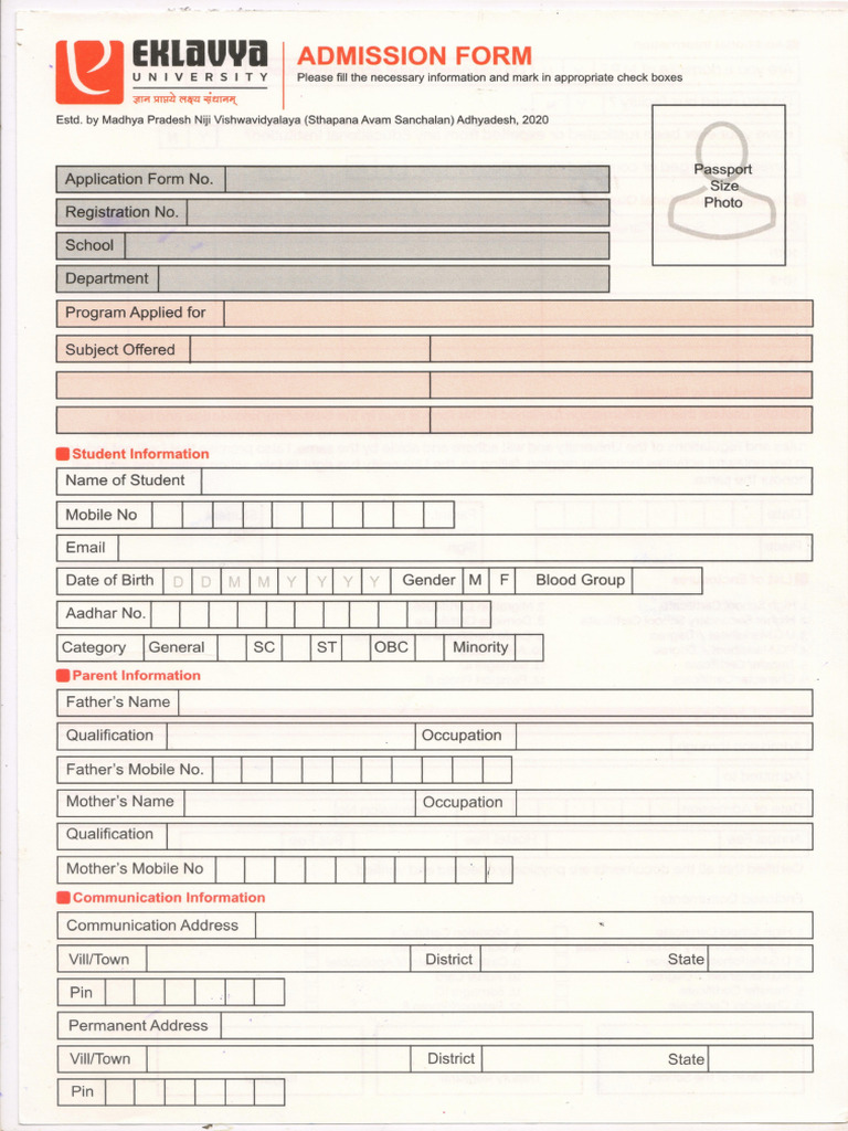 Admission Form | PDF