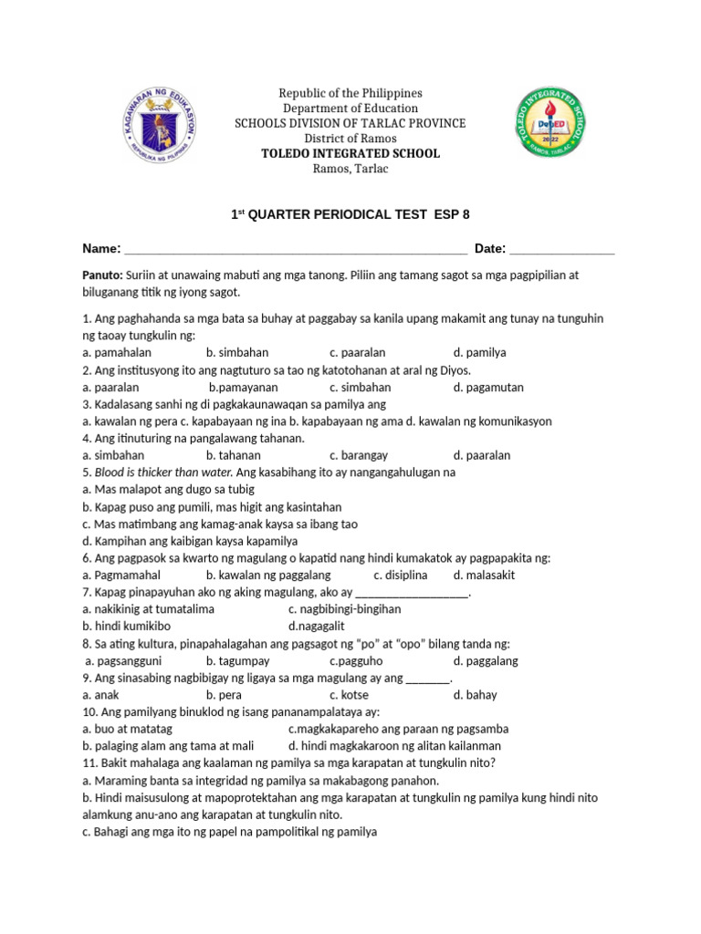 Esp 8 - Q1 - PT | PDF