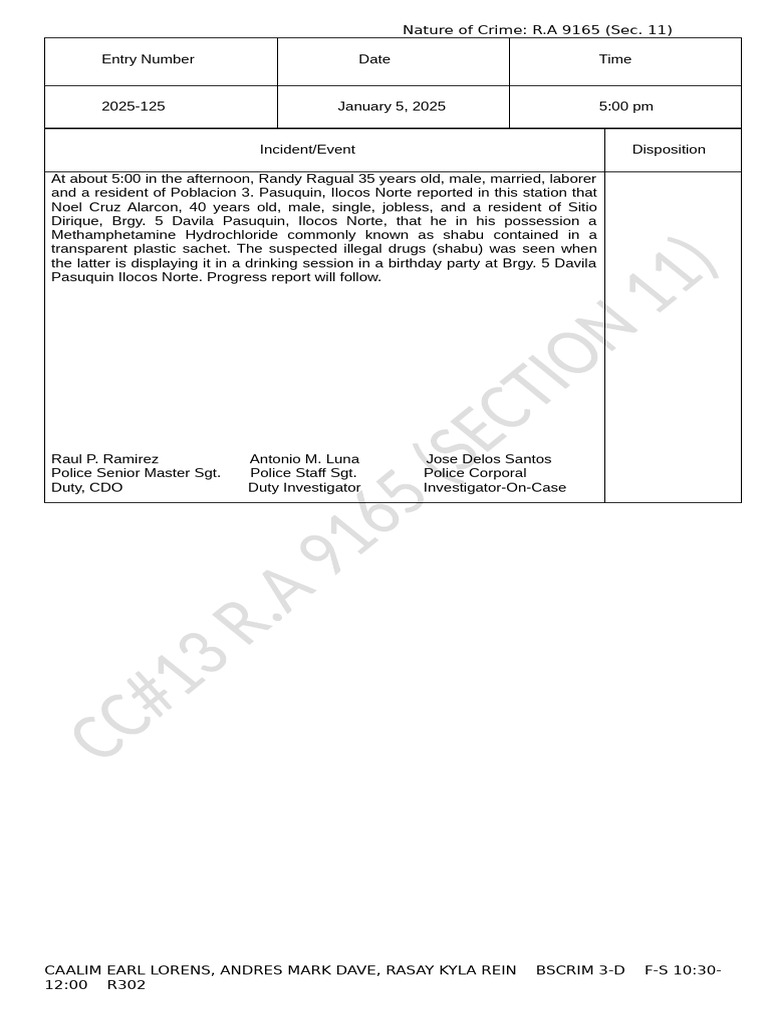 Blotter Report | PDF