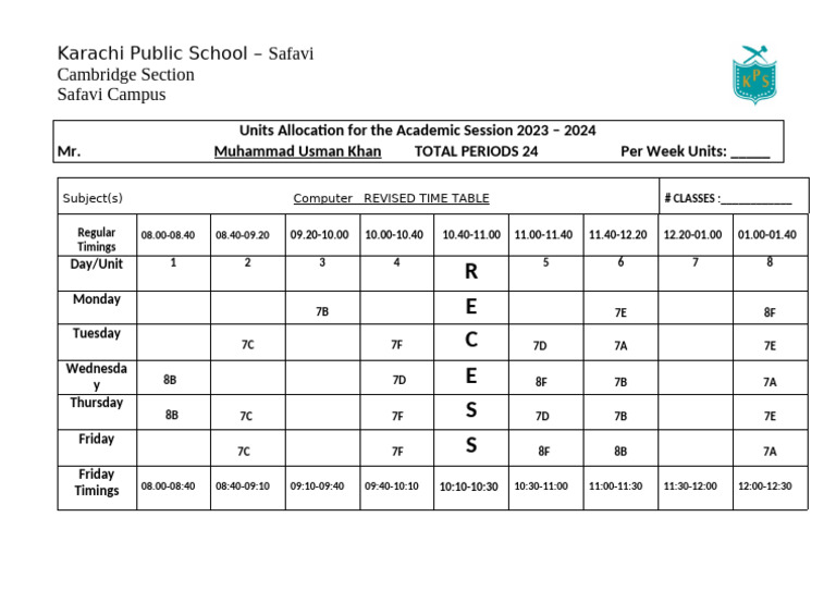Blank 9 Period Timet Able | PDF