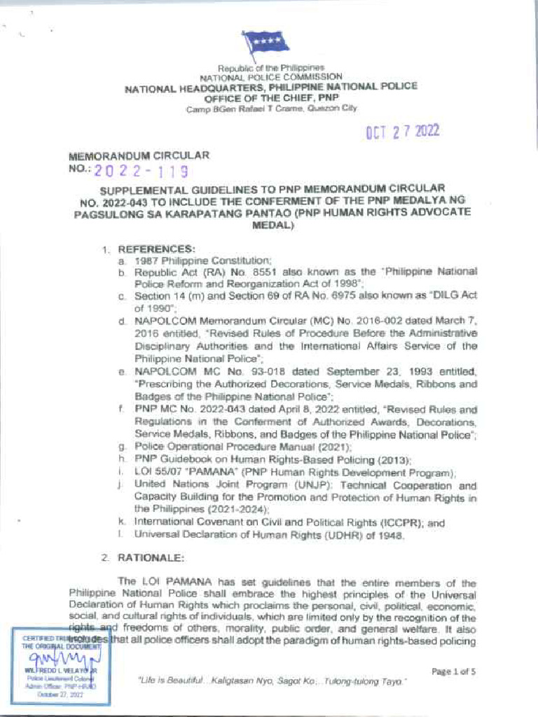 PNP MC 2022 119 - 1 | PDF