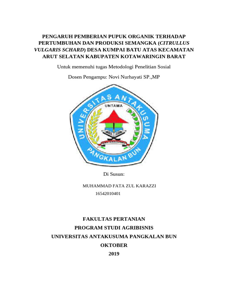 Pengaruh Pemberian Pupuk Organik Terhadap Pertumbuhan Dan Produksi Semangka | PDF