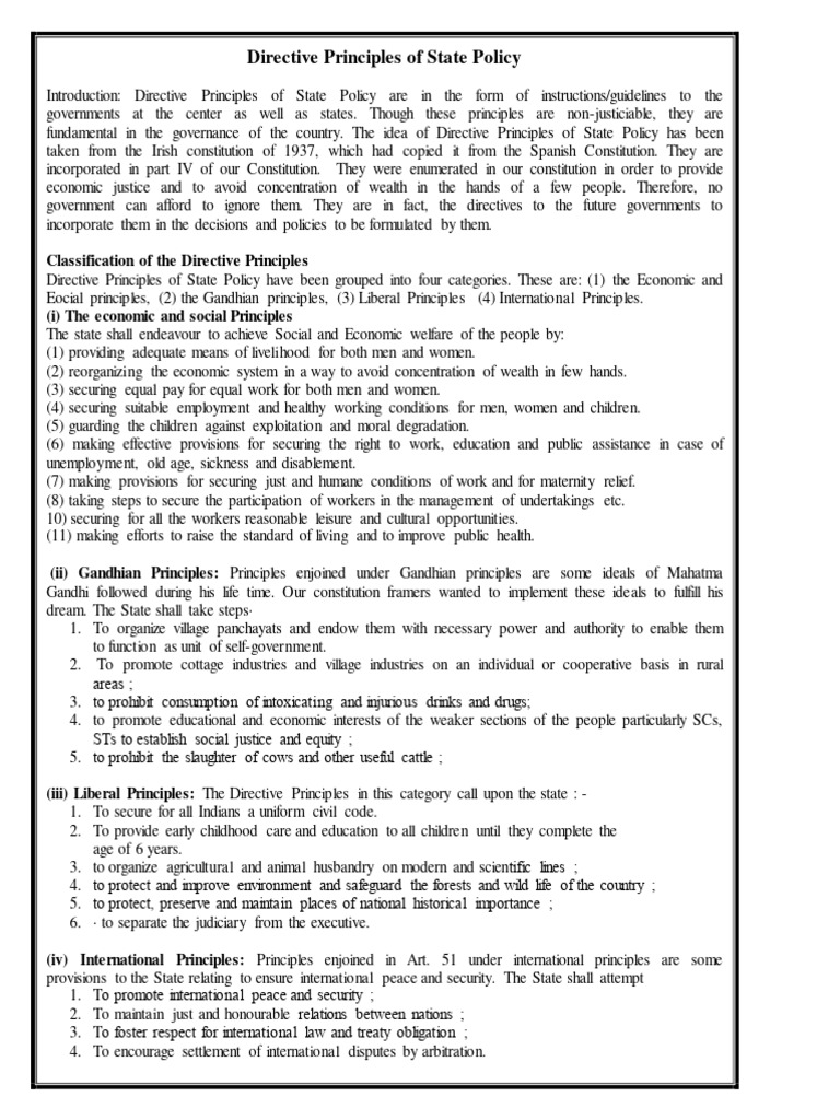 Understanding Directive Principles of State Policy | PDF | Justice ...