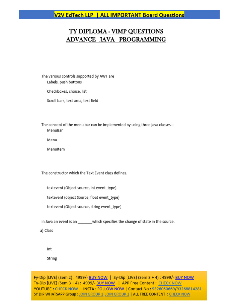 520244-Ajp MCQ Vimp by v2v | PDF | Computer Programming | Software