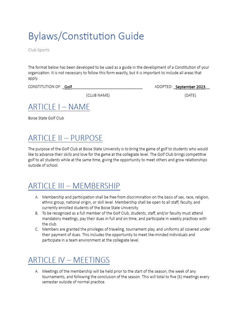 BSU_Golf_Club_Constitution | PDF | Constitutional Amendment | Government
