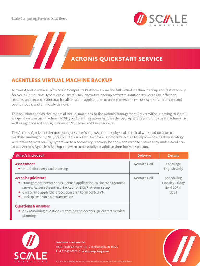 DATA SHEET - Acronis Quickstart Service | PDF | Virtual Machine | Backup