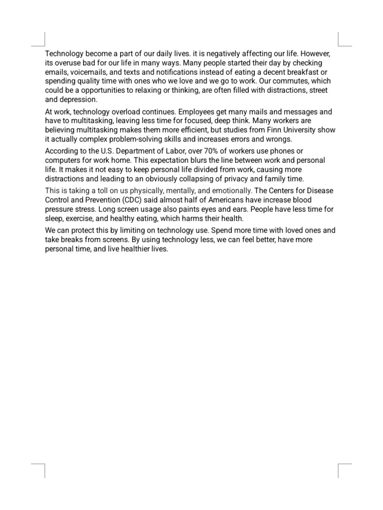 Negative Impacts of Technology Overuse | PDF