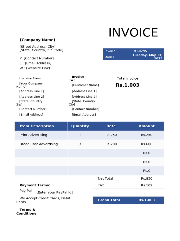 Advertising Invoice #68745 | PDF