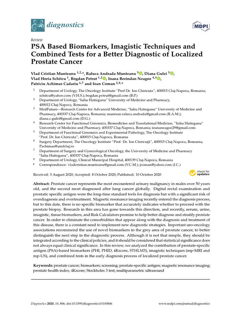Vlad Cristian Munteanu 2020 | PDF | Prostate Specific Antigen ...