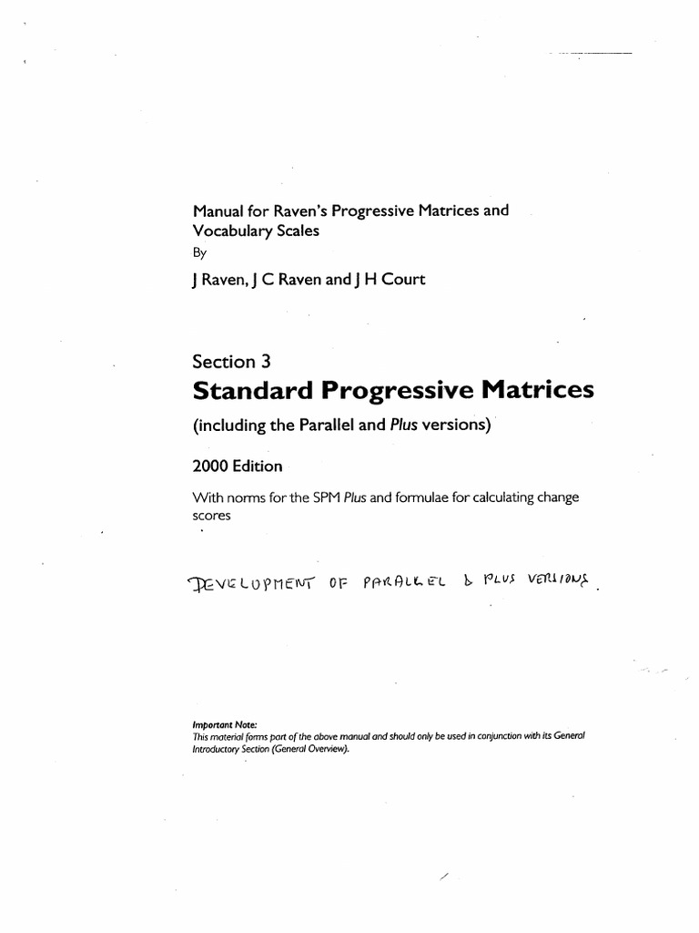 Standard Progressive Matrices 1 | PDF