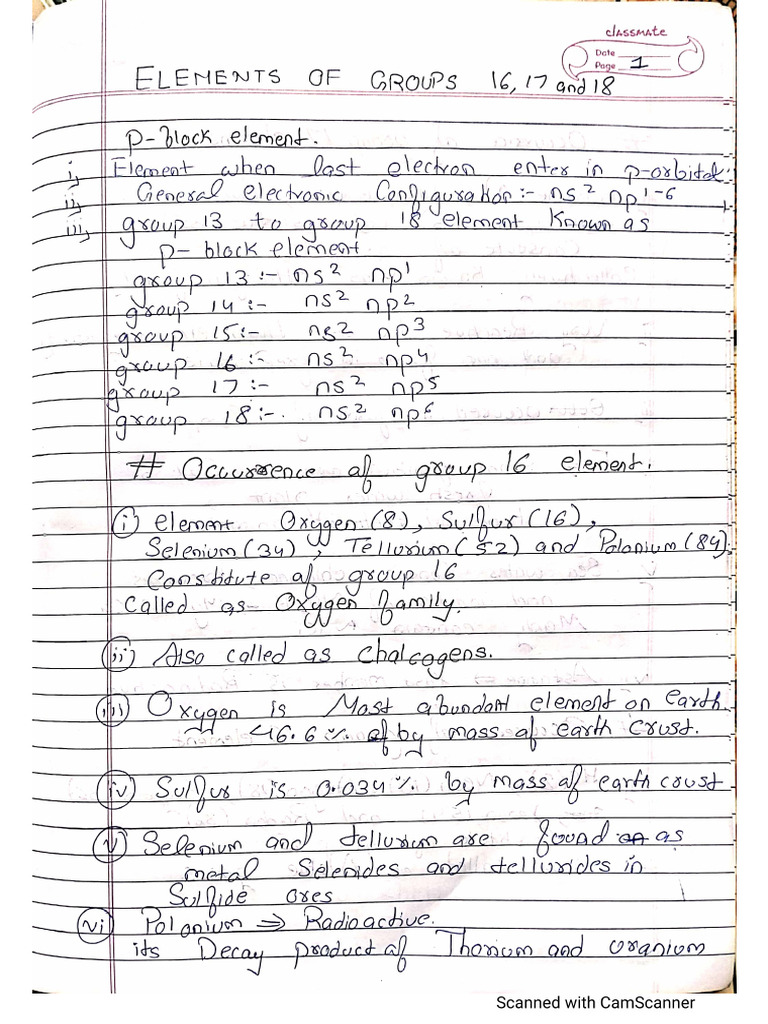 Elements of group 16,17 and 18 (1) | PDF