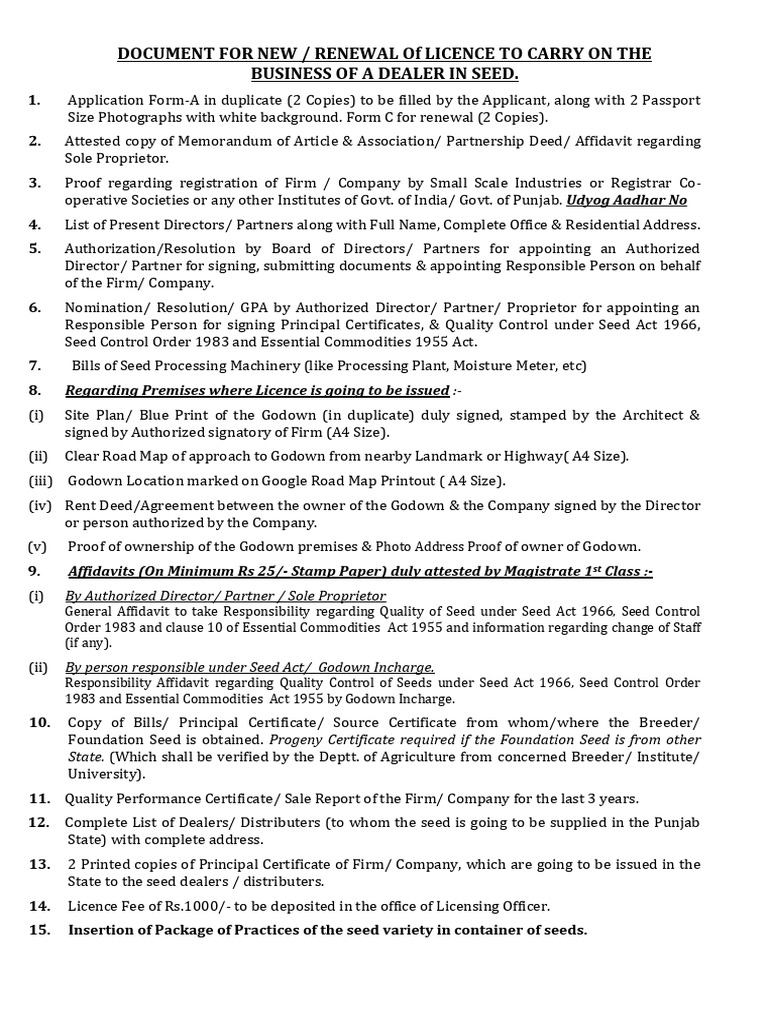 Seed Dealer License Application Guide | PDF | Affidavit