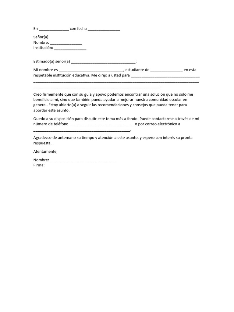 Carta formal de alumno a director | PDF