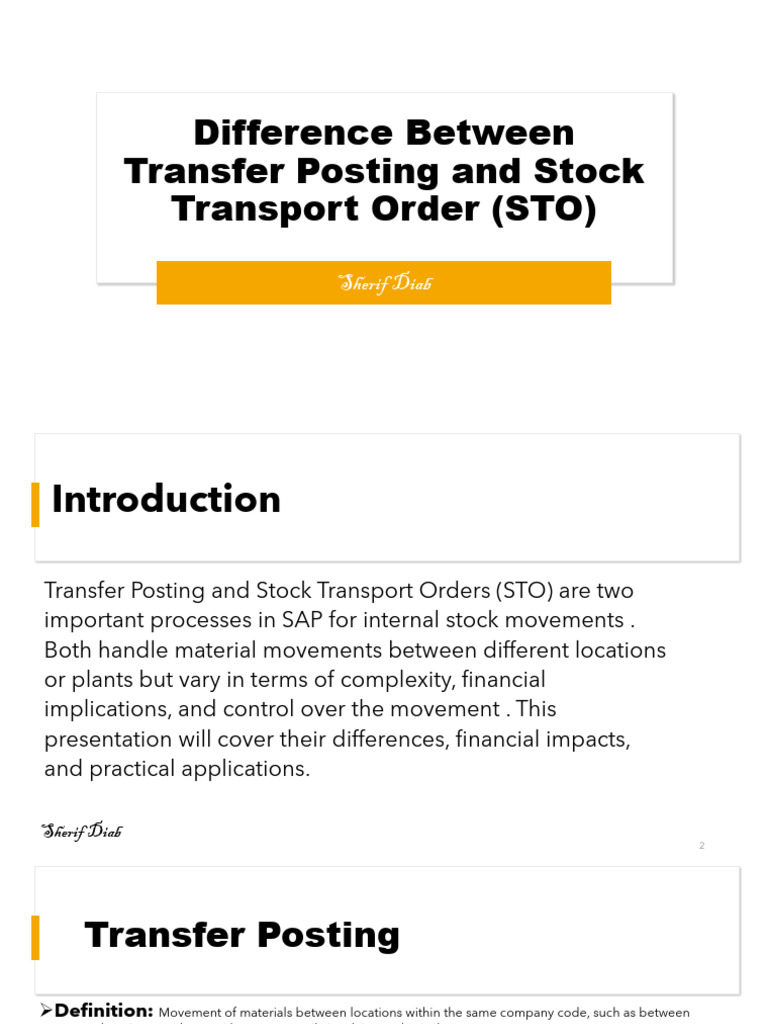 SAP Transfer Posting & Stock Transport Order | PDF | Debits And Credits ...