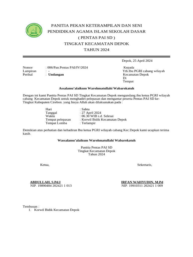 Undangan Pgri Pentas Pai | PDF