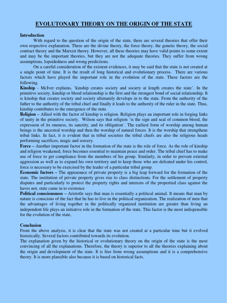Evolutionary Theory of State Origins | PDF | Communism | Social Contract