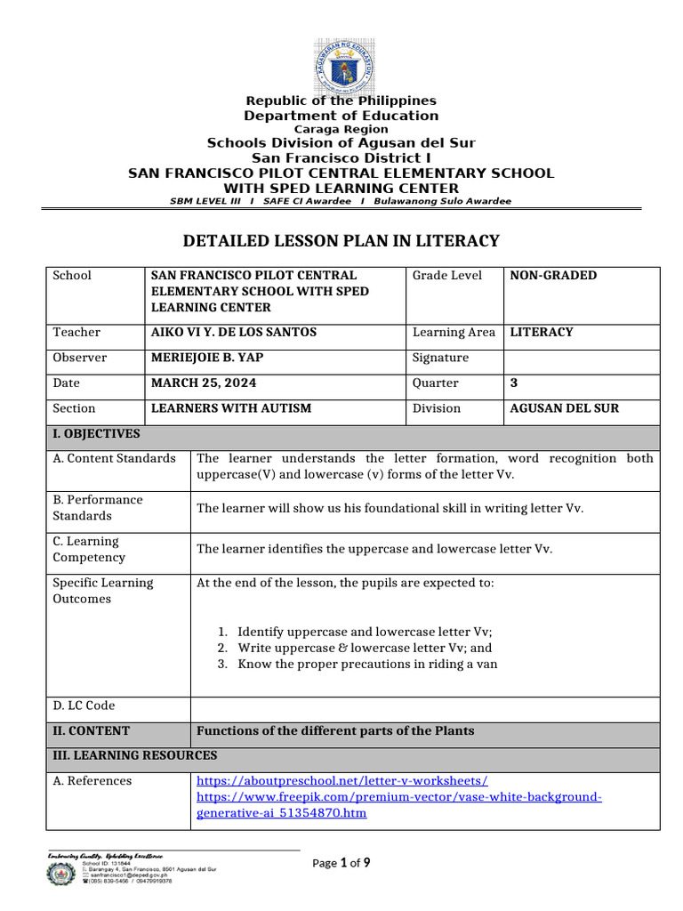 AUTISM LESSON PLAN Final | PDF | Teachers | Learning