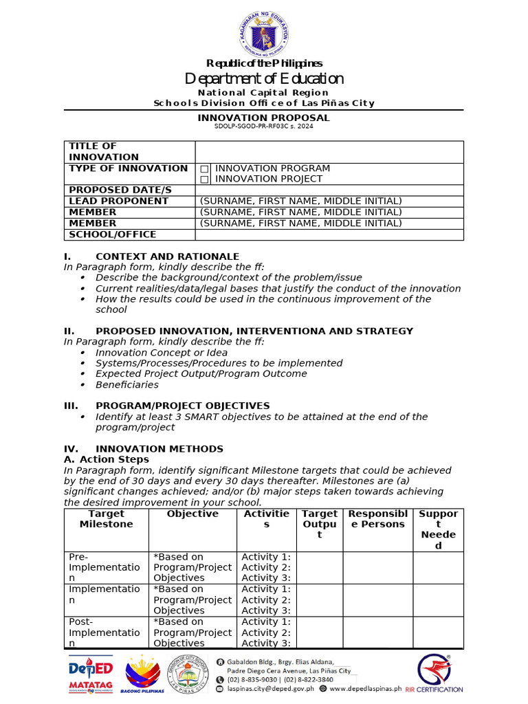 School Innovation Proposal Guide | PDF | Innovation