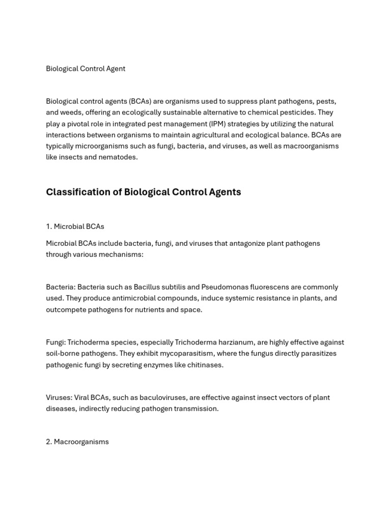 Biological Control Agent | PDF | Biological Pest Control | Pathogen