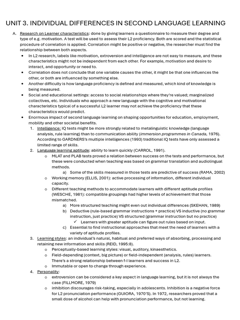Individual Differences in Second Language Learning | PDF | Second Language | Second Language ...
