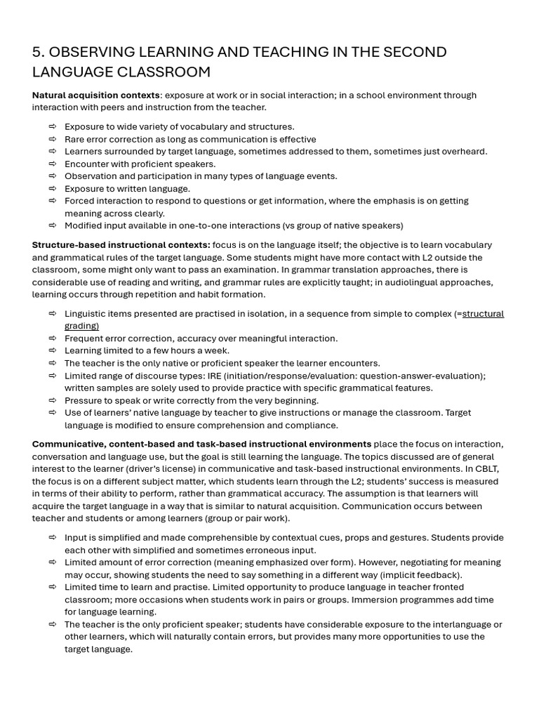 Learning and Teaching in L2 Classrooms | PDF | Second Language ...