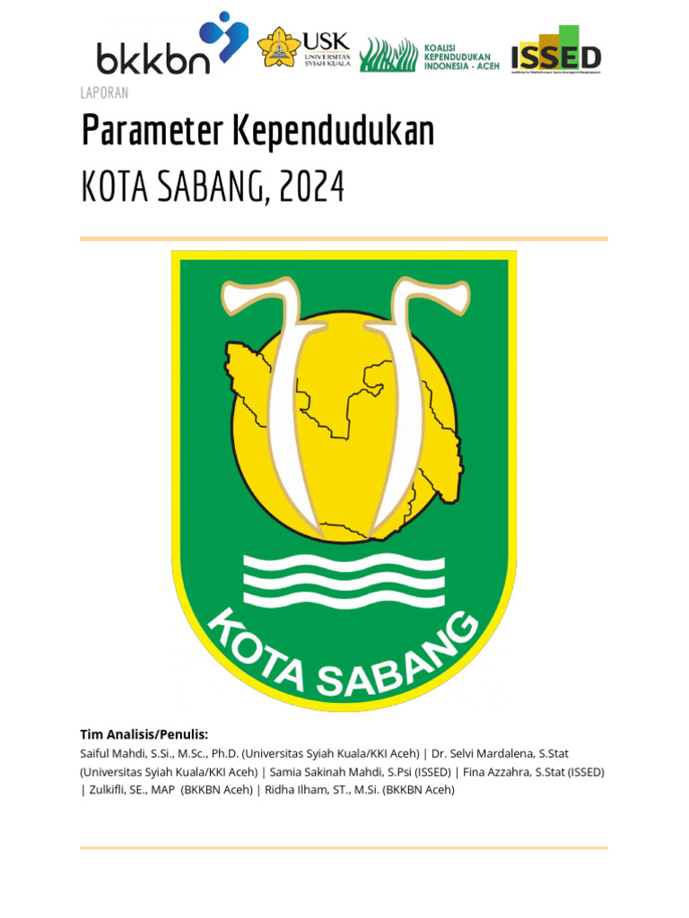 ISSED - Laporan Parameter Kependudukan 2024 Kota Sabang | PDF