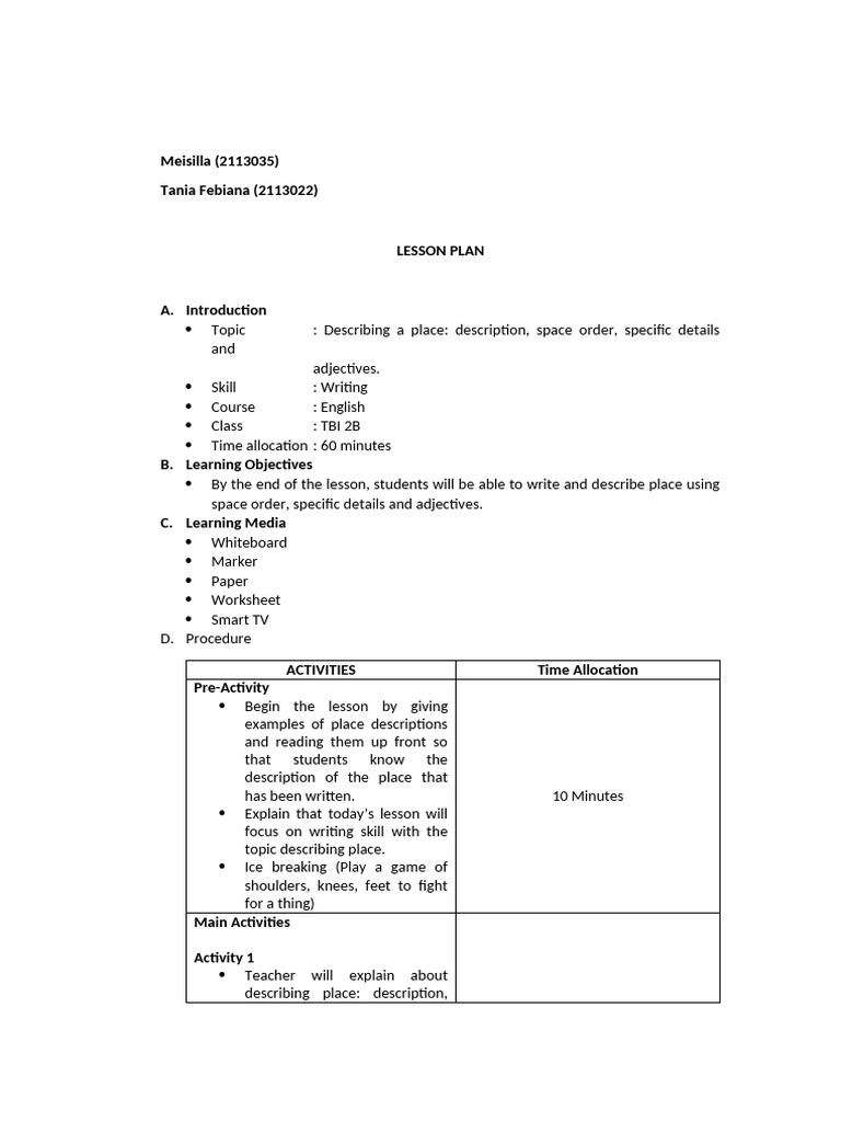 lesson plan kl | PDF | Lesson Plan | Human Communication