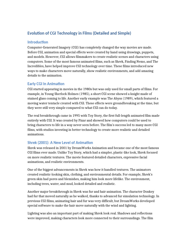 Evolution of CGI in Film History | PDF | Computer Generated Imagery ...