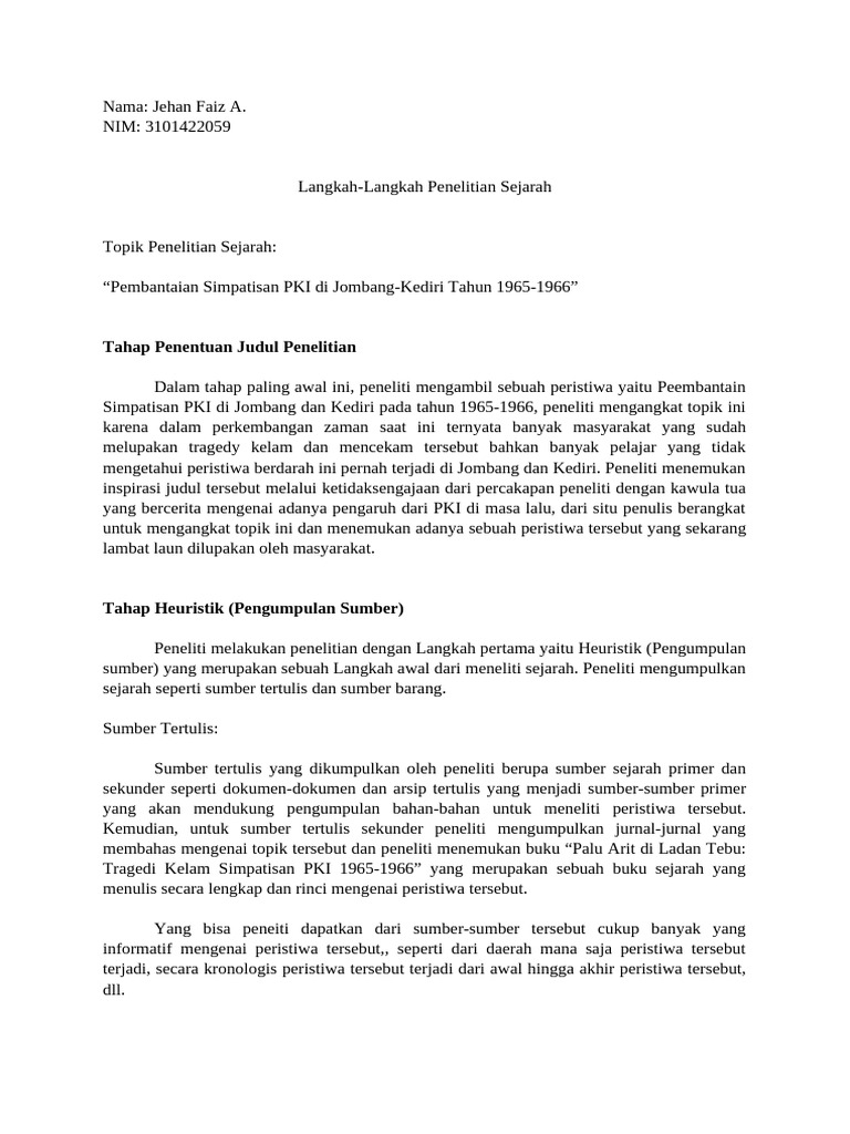 Langkah-Langkah Penelitian Sejarah | PDF