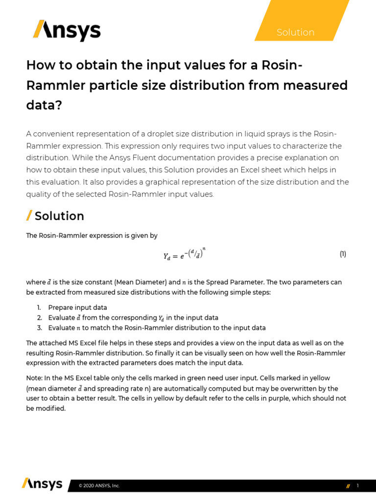 How To Obtain The Input Values For A RosinRammler Particle Size ...