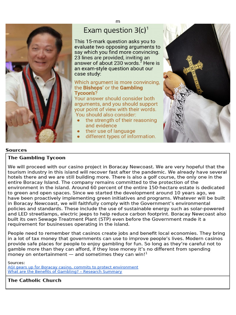 3(c) The Bishops and the Gambling Tycoon – Worksheet (1) | PDF ...