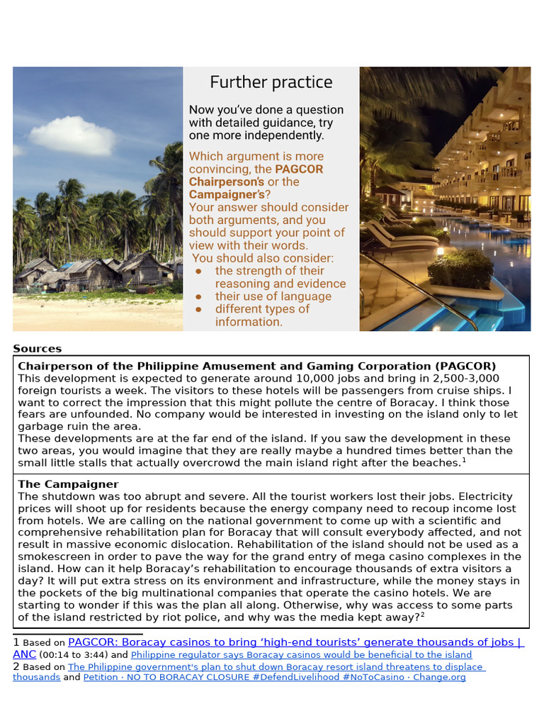 3 (C) The PAGCOR Chairperson and The Campaigner - Worksheet | PDF | Evidence | Argument
