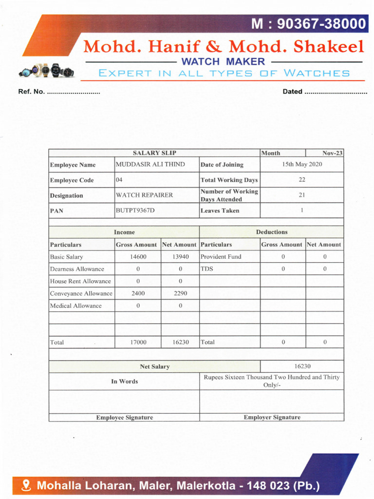 Muddasir Ali Thind Salary Slips20240524 - 14465845 | PDF | Salary | Labor