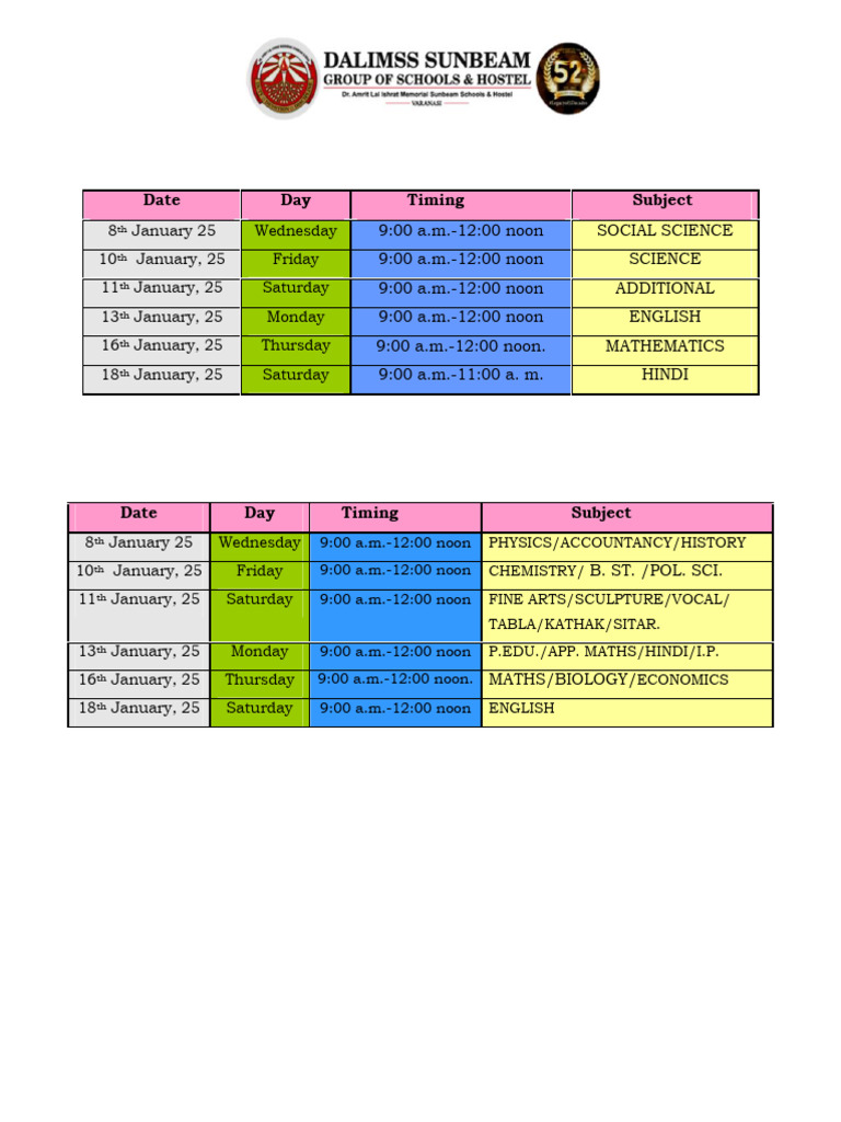 Date sheet pre-board- III.doc | PDF